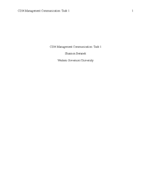 Management Communication Task 1 wgu c204 - C204 - WGU - Studocu