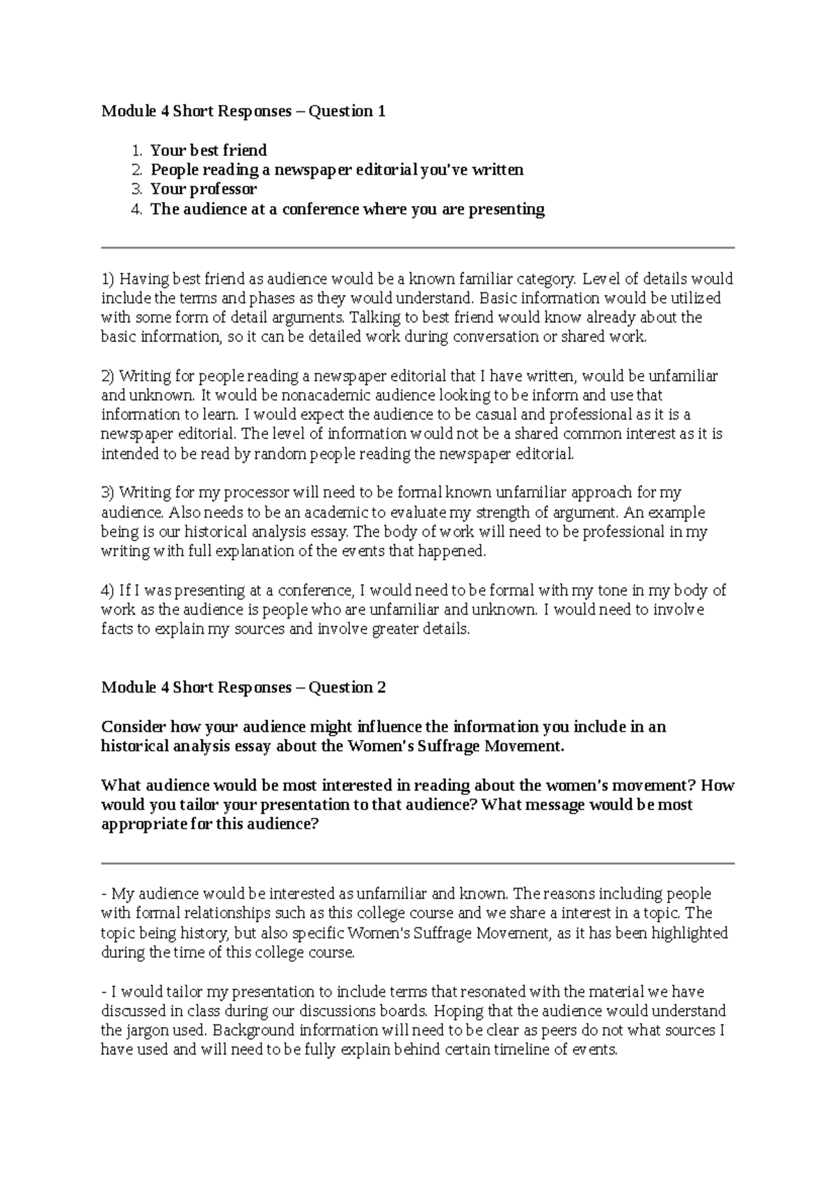 Module 4 Short Responses - Module 4 Short Responses – Question 1 Your ...