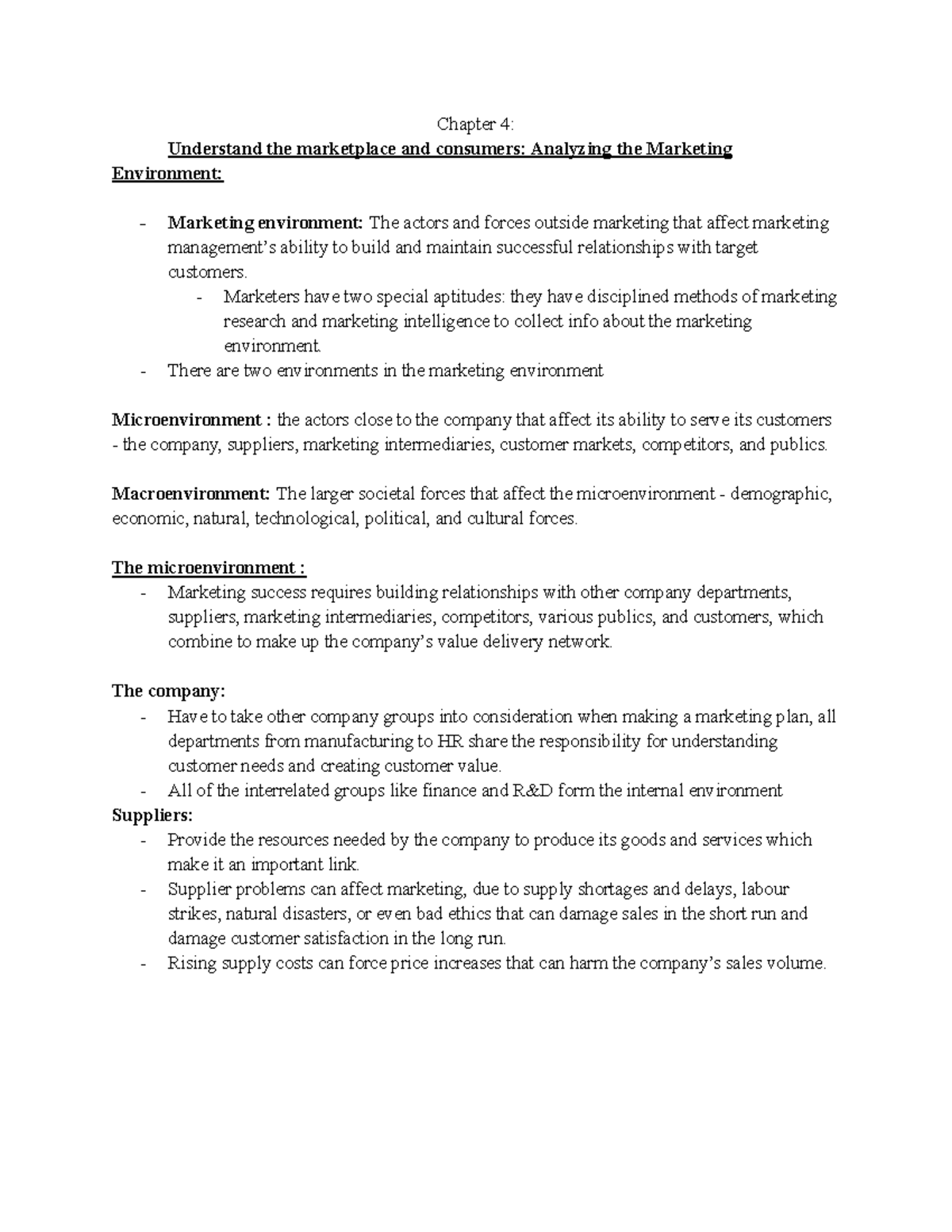 Marketing 2200 - chap 4 + 5 - Chapter 4: Understand the marketplace and ...