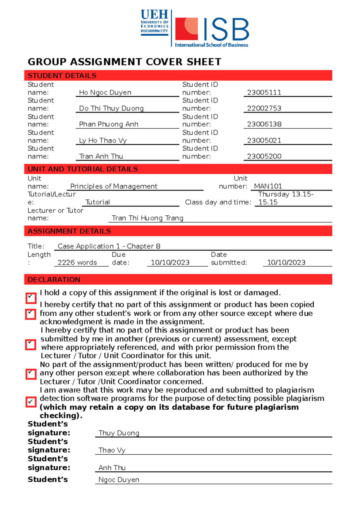 Group-1 Written-Report-4 - GROUP ASSIGNMENT COVER SHEET STUDENT DETAILS ...