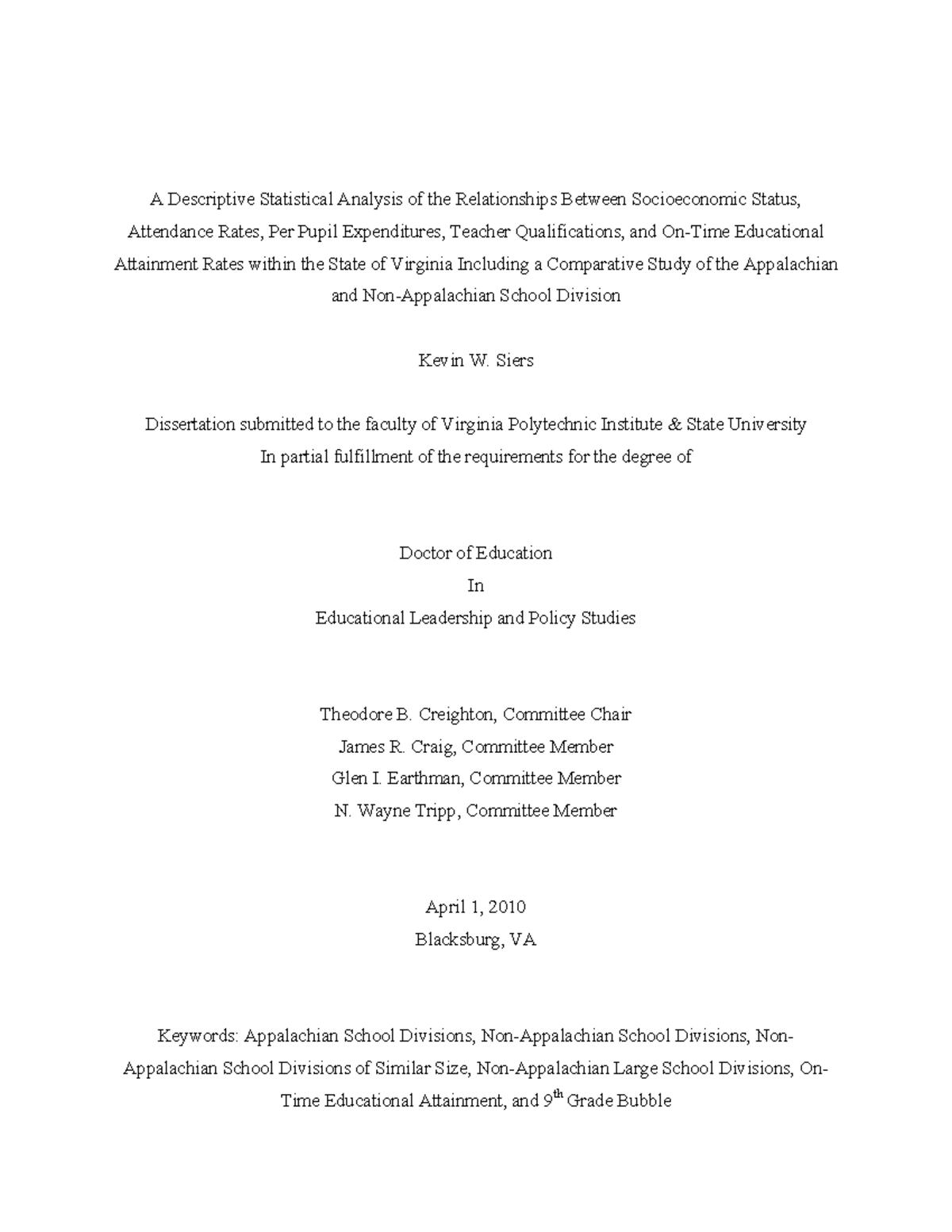 Sociology research paper example - A Descriptive Statistical Analysis ...