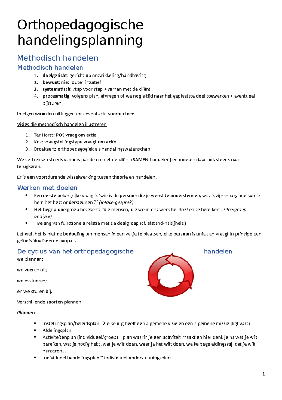 Kleine samenvatting OHP - Orthopedagogische handelingsplanning ...
