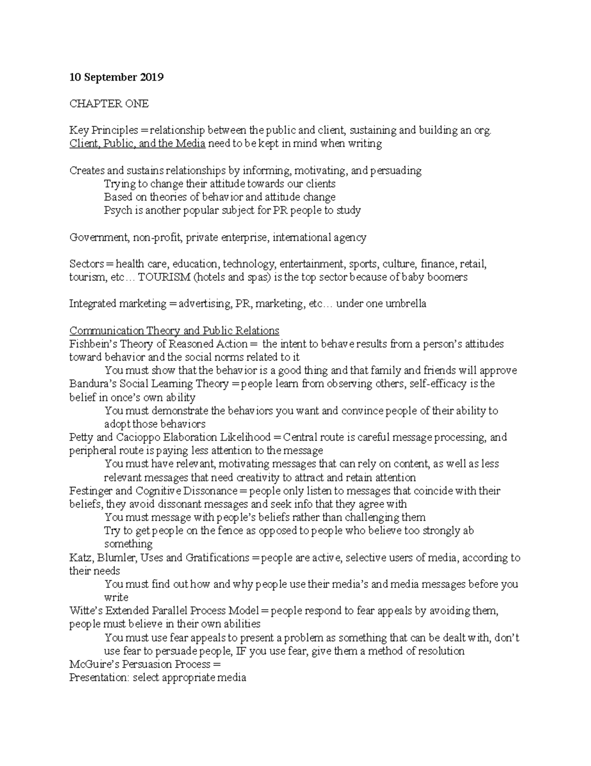 Public Relations Writing Notes - 10 September 2019 CHAPTER ONE Key ...
