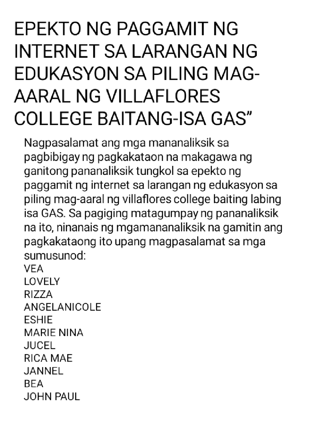 Presentation 9 - Shhsgdb - EPEKTO NG PAGGAMIT NG INTERNET SA LARANGAN ...