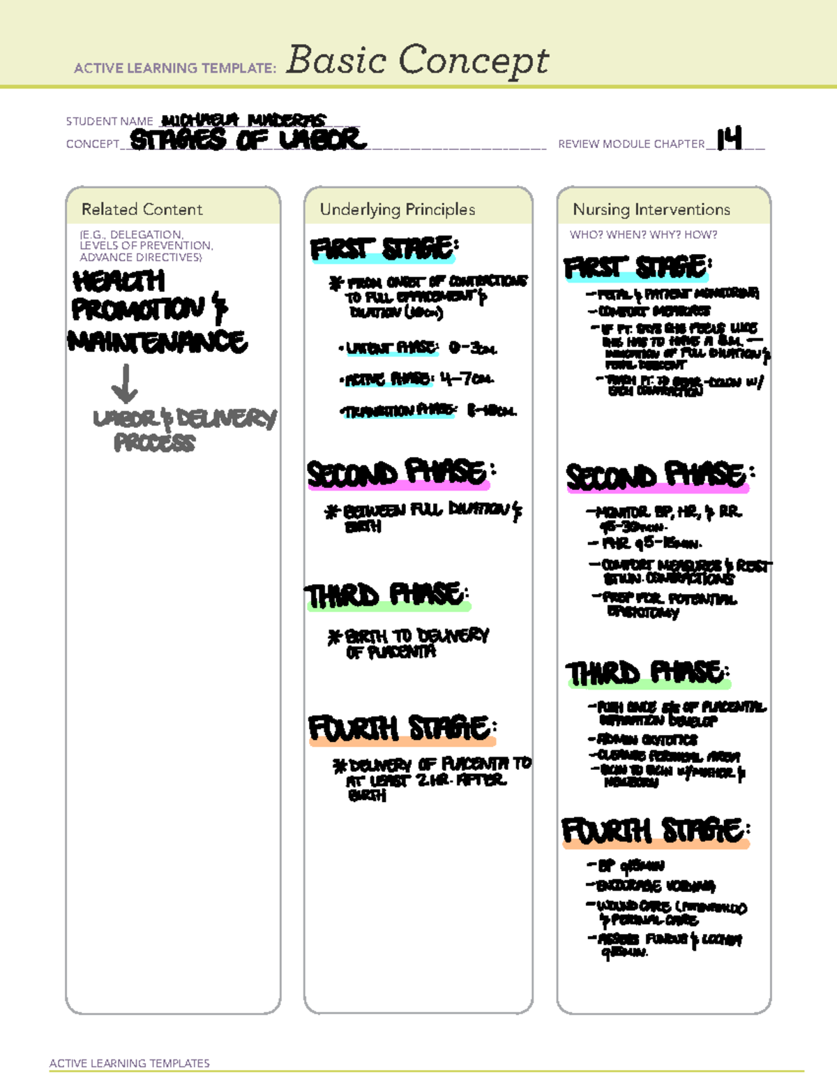 Stages Of Labor Notes - ACTIVE LEARNING TEMPLATES Basic Concept STUDENT ...