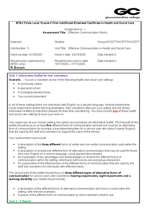 Unit5 health and social care. - Case Study 1: Valerie B. aged 24 years ...