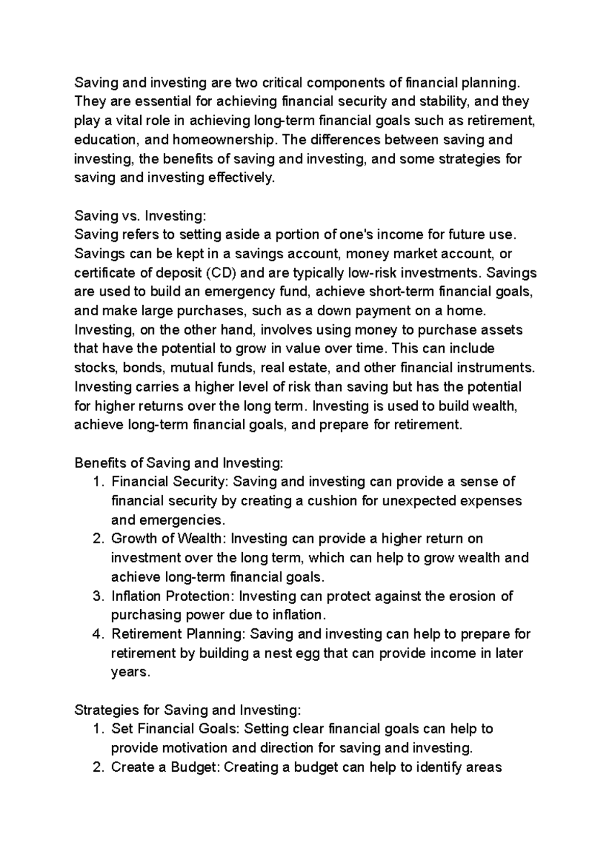 Lecture Notes Saving and Investing Personal Finance Management - Saving ...