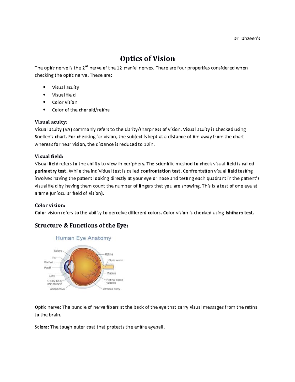 Optics of Vision - These notes provide easy way of learning anatomy and ...