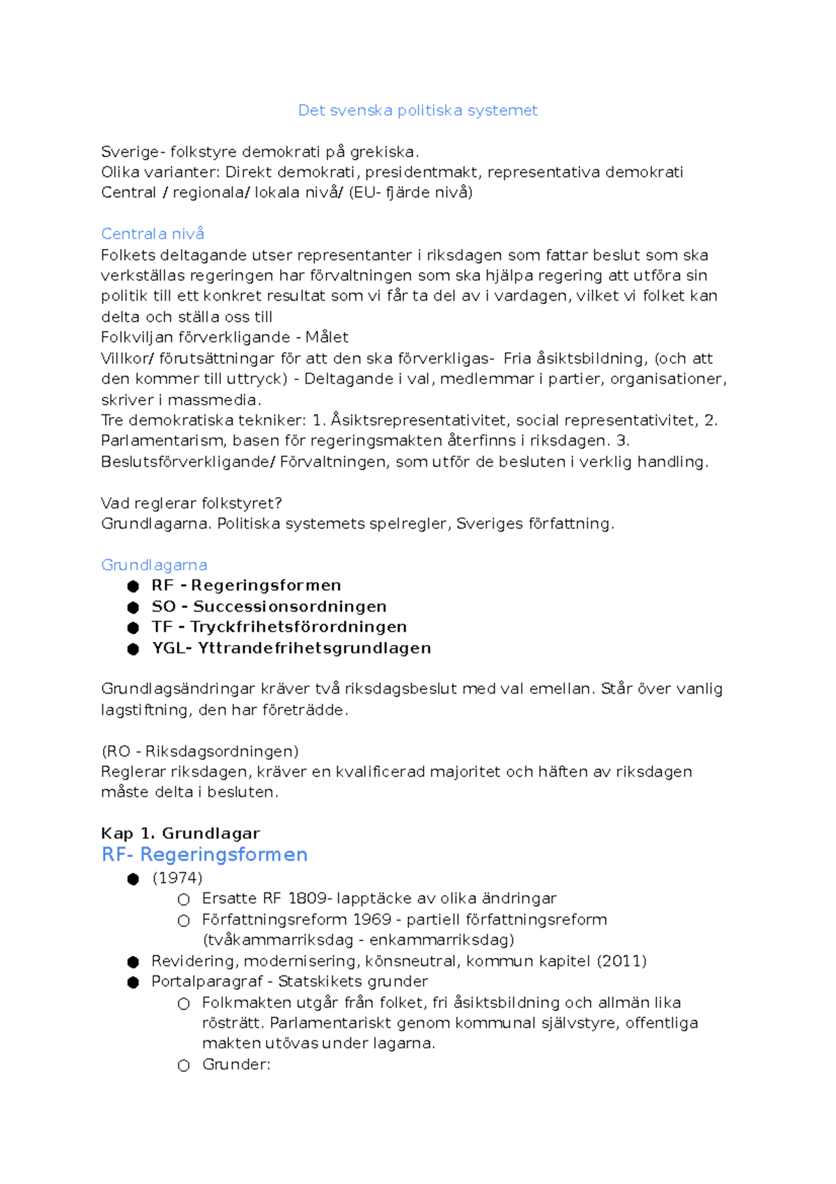 Det svenska politiska systemet - Det svenska politiska systemet Sverige ...