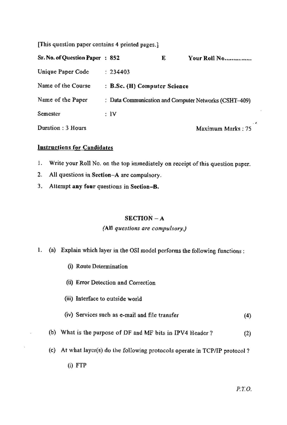 Computer Networks question paper 2015 - Tutorialsduniya - Computer ...