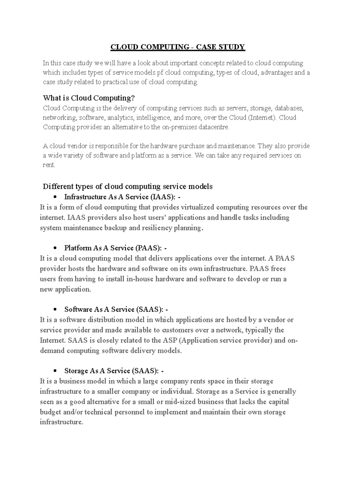 CASE Study 1-converted - CLOUD COMPUTING - CASE STUDY In this case ...