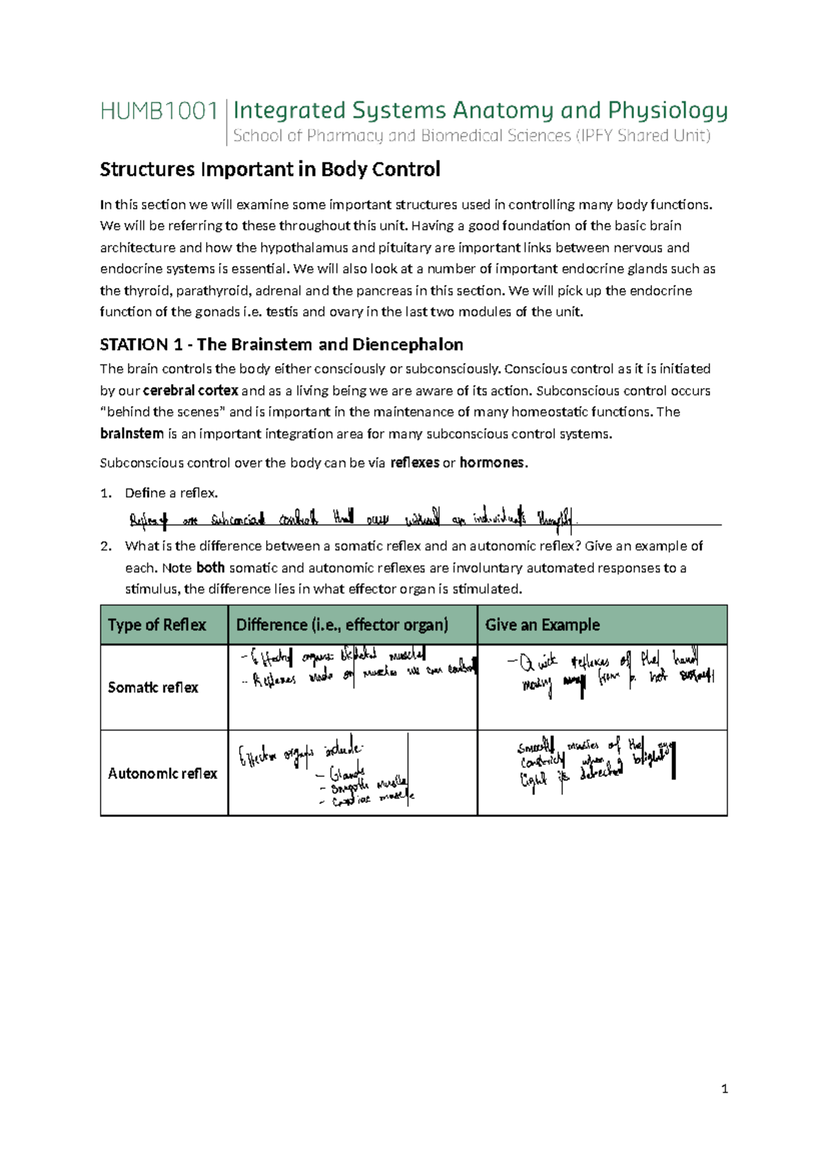 Mod 1 lab - Questions and answers to module 1 - Structures Important in ...