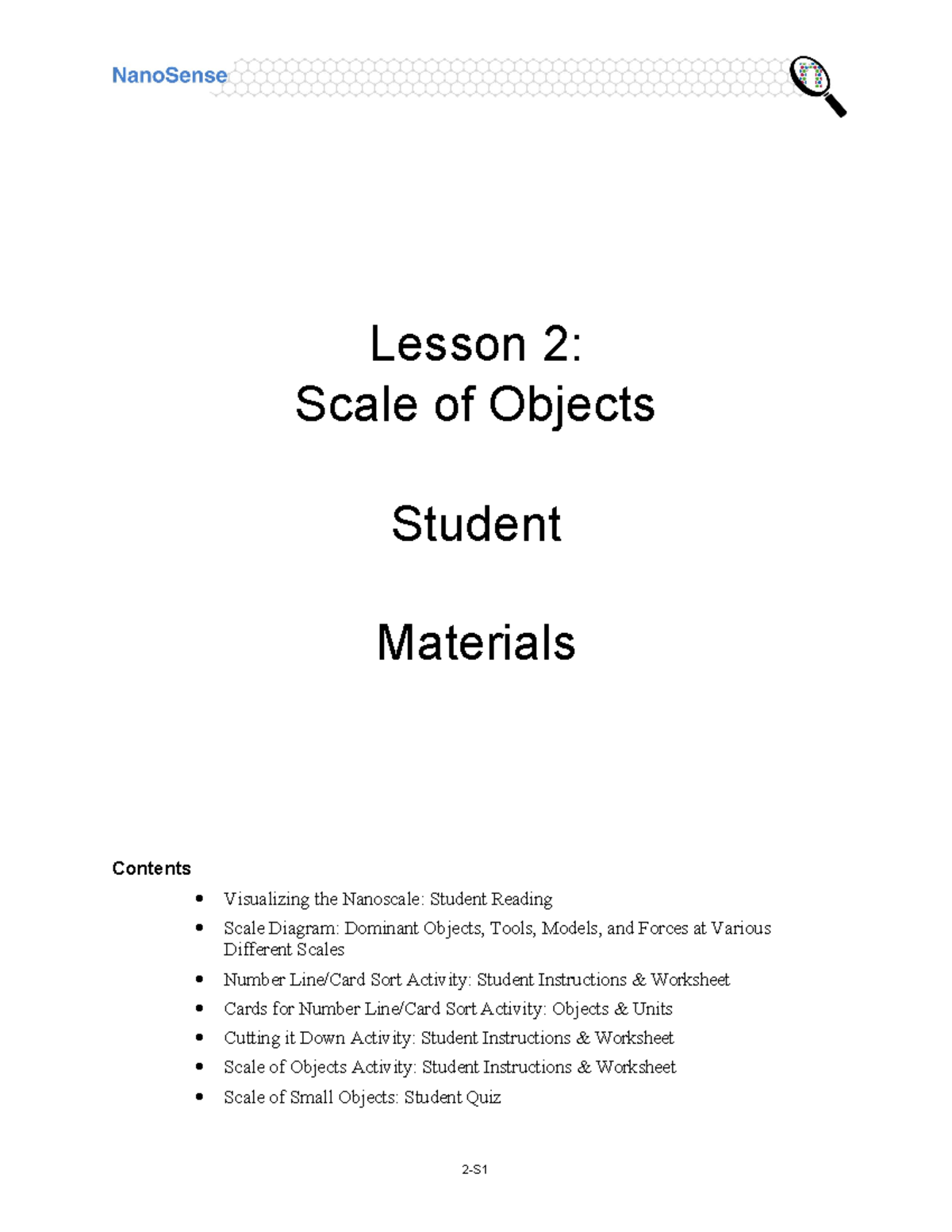 Workshop 2 Scale of objects Student - Tagged - Lesson 2: Scale of ...