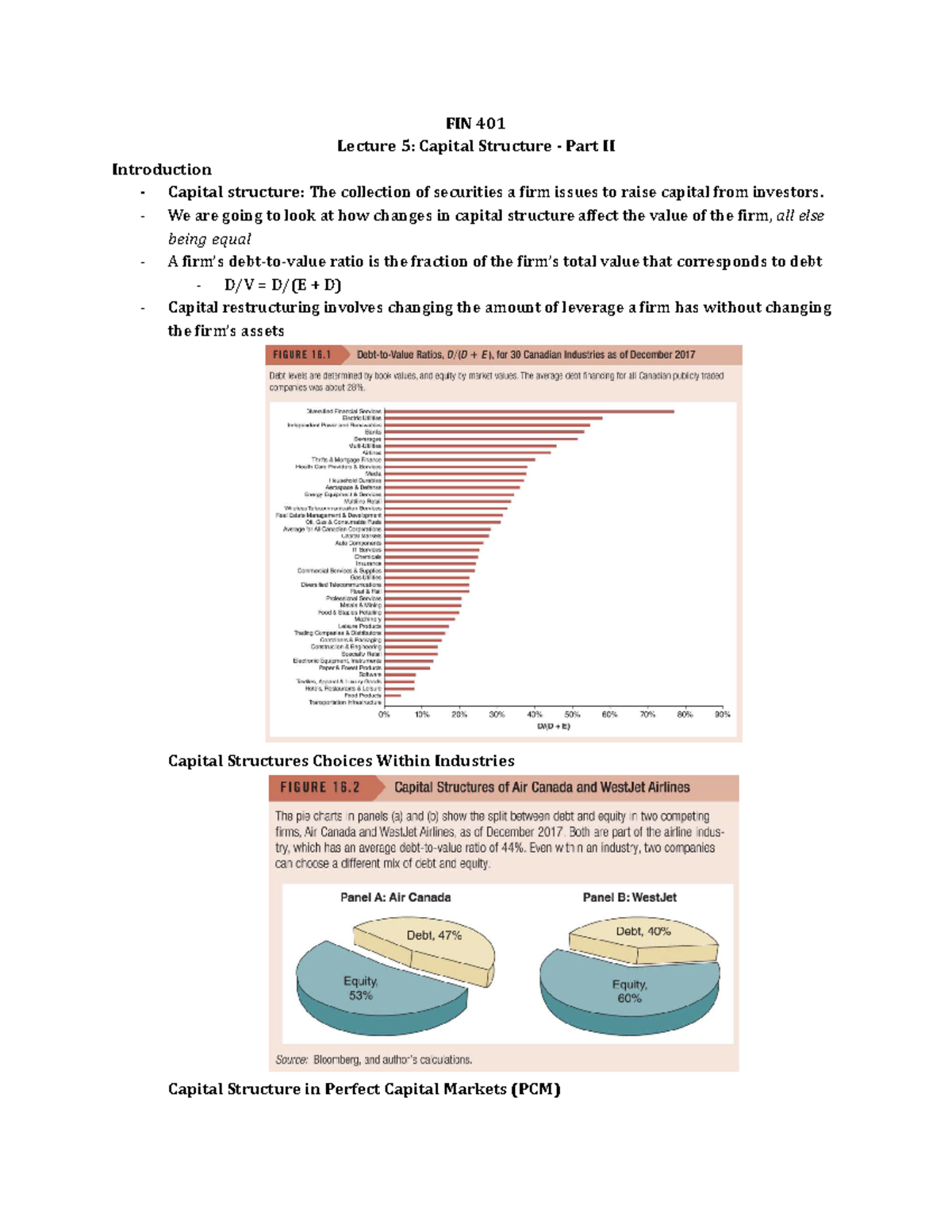 FIN 401- Lecture 4- W2022 - FIN 401 Lecture 5: Capital Structure - Part ...
