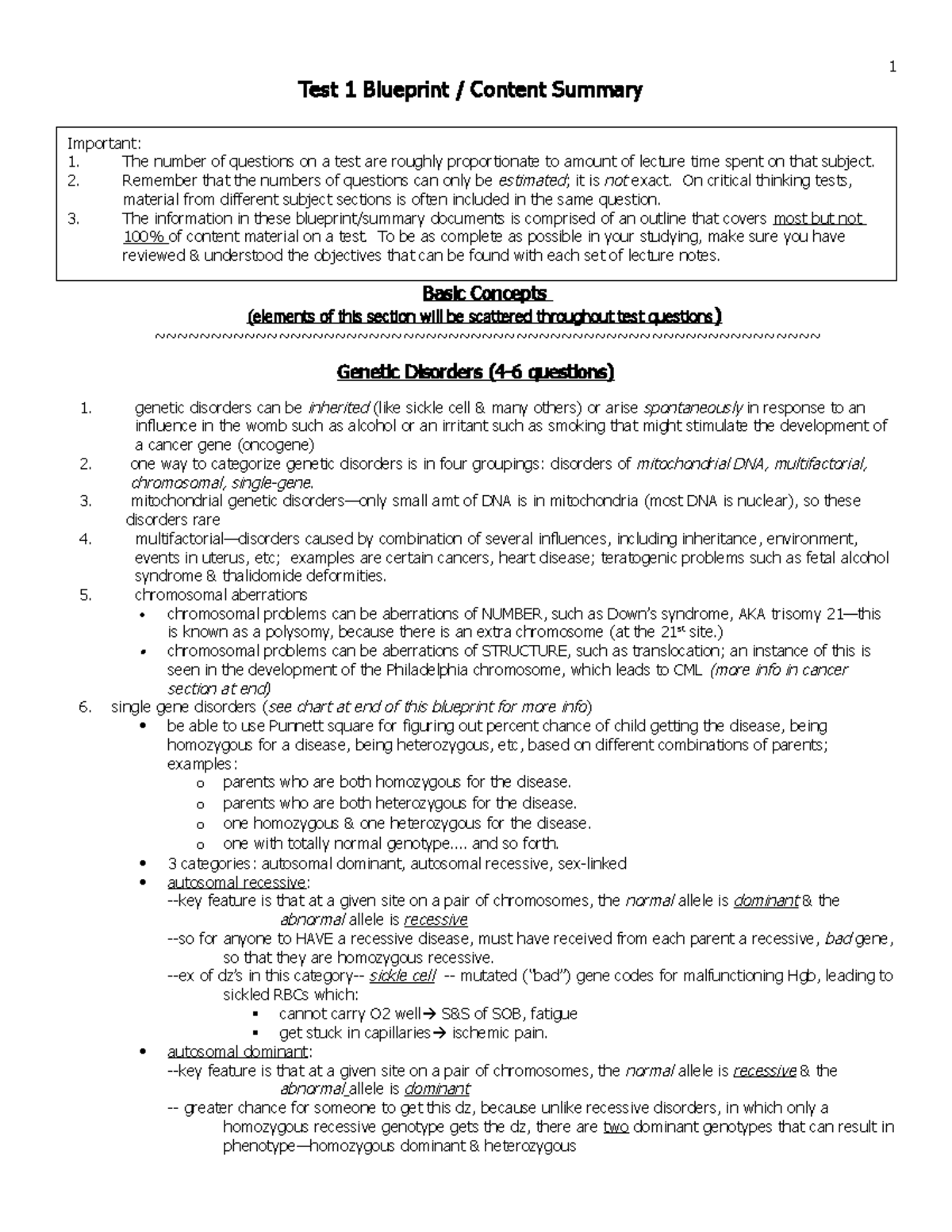 AO Blueprint Exam #1 - break down notes - Test 1 Blueprint / Content ...