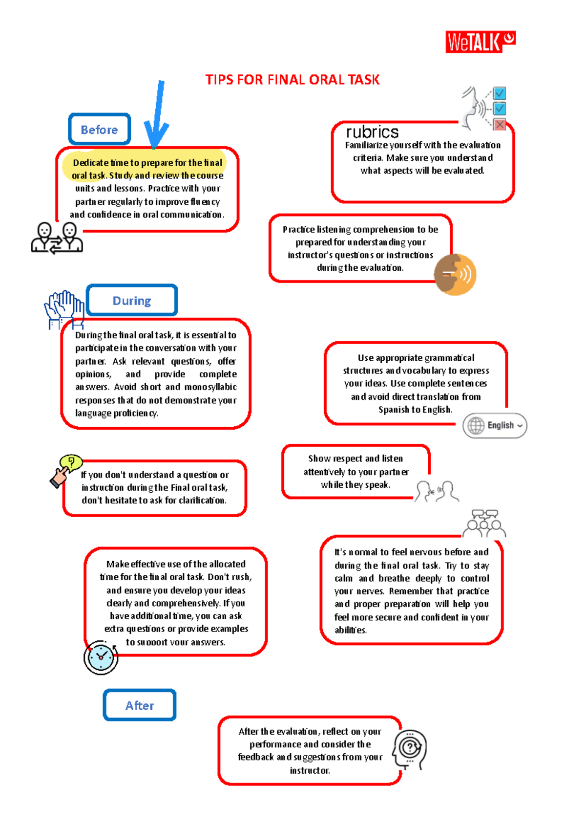 Tips for Final Oral Task - TIPS FOR FINAL ORAL TASK Practice listening ...