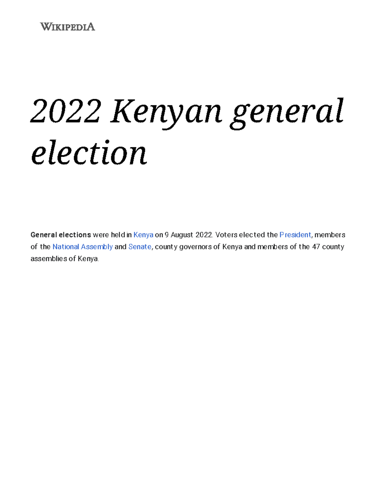 2022 Kenyan general election - Wikipedia - 2022 Kenyan general election ...
