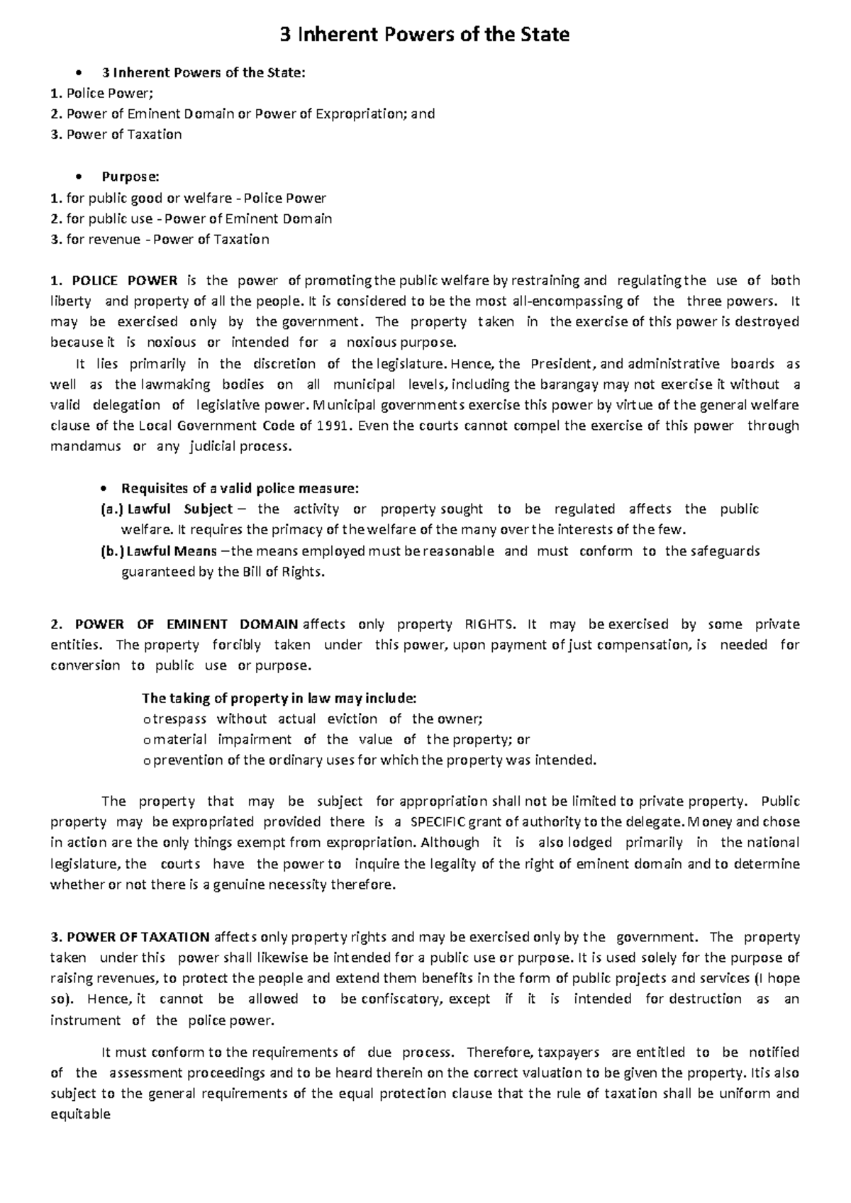 3 Inherent Powers of the State - It is considered to be the most all ...