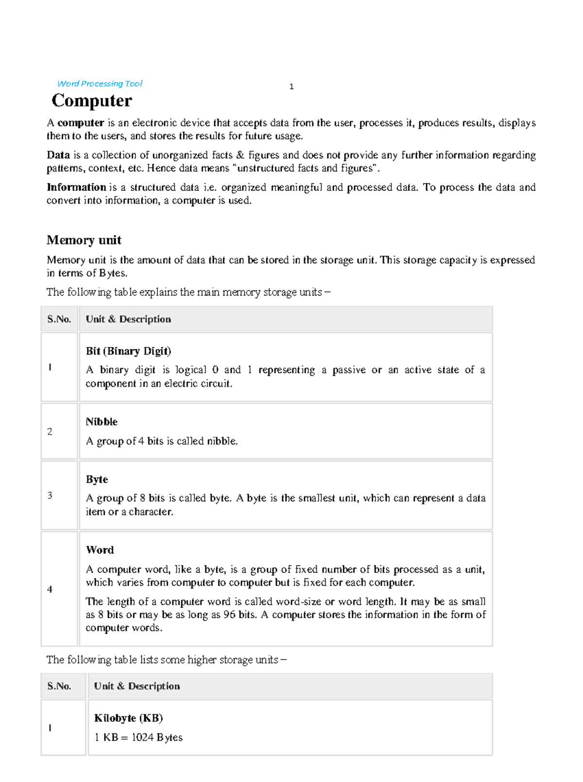 Office Automation - Computer ####### A computer is an electronic device that accepts data from ...