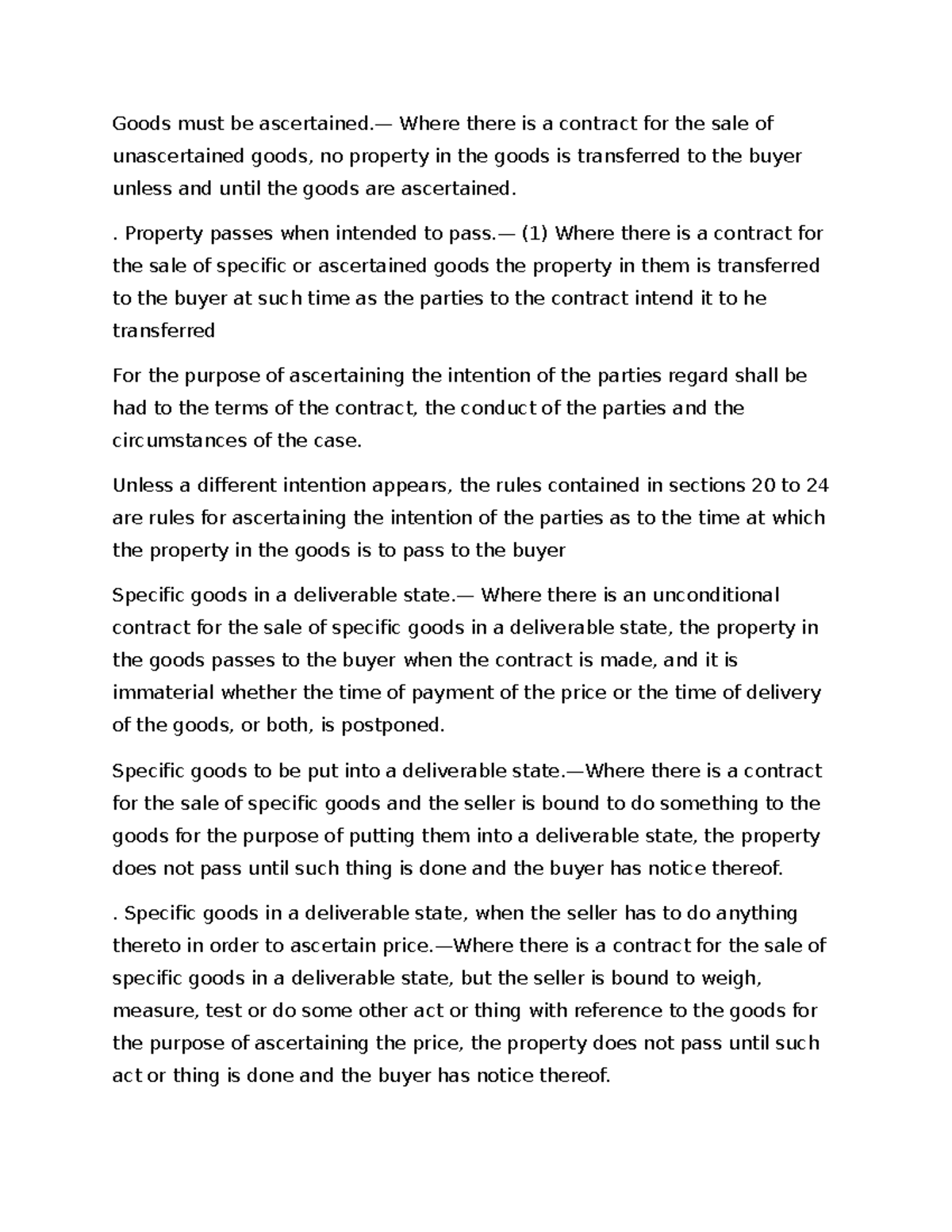 Purchase of sale of goods act - Goods must be ascertained.— Where there ...