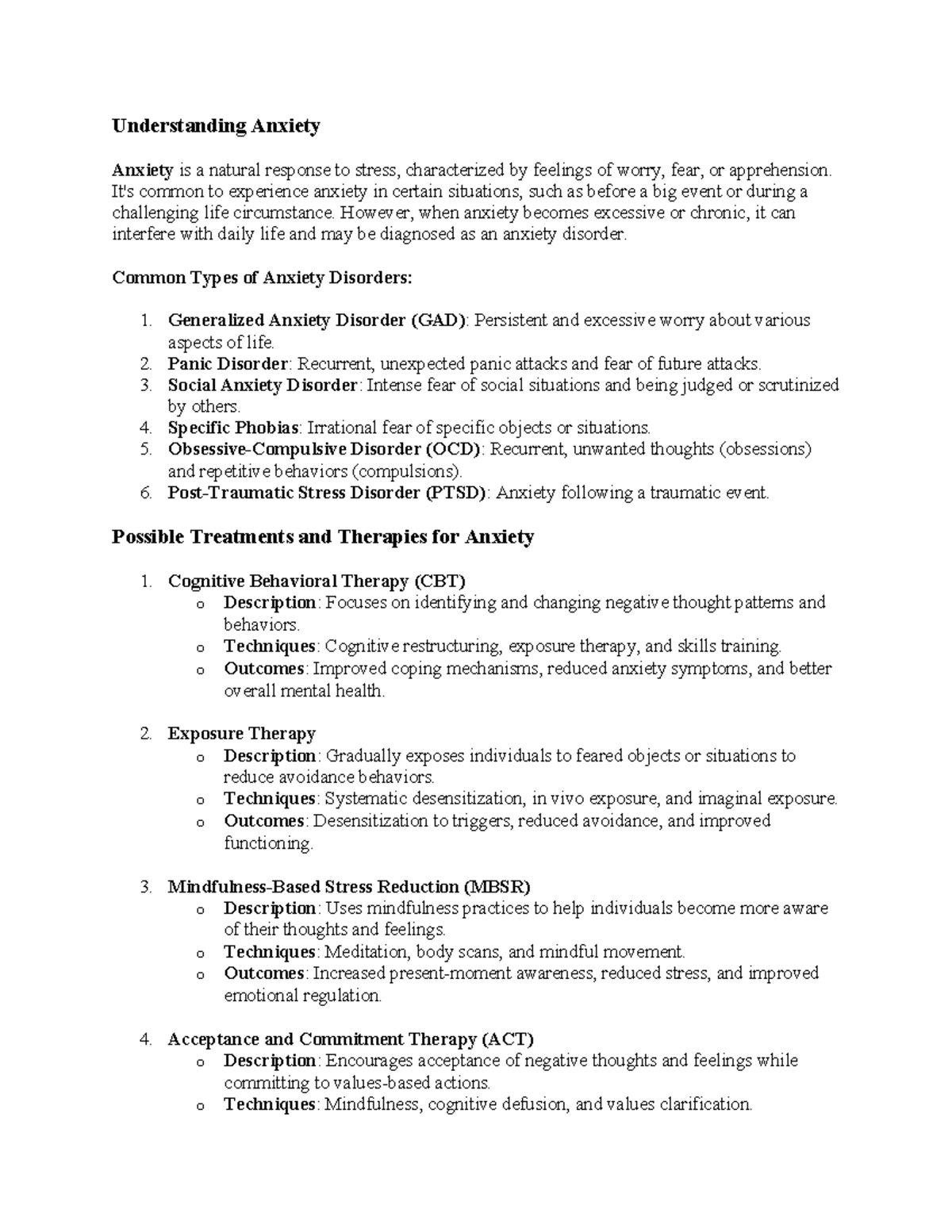 Anxiety - Understanding Anxiety Anxiety is a natural response to stress ...