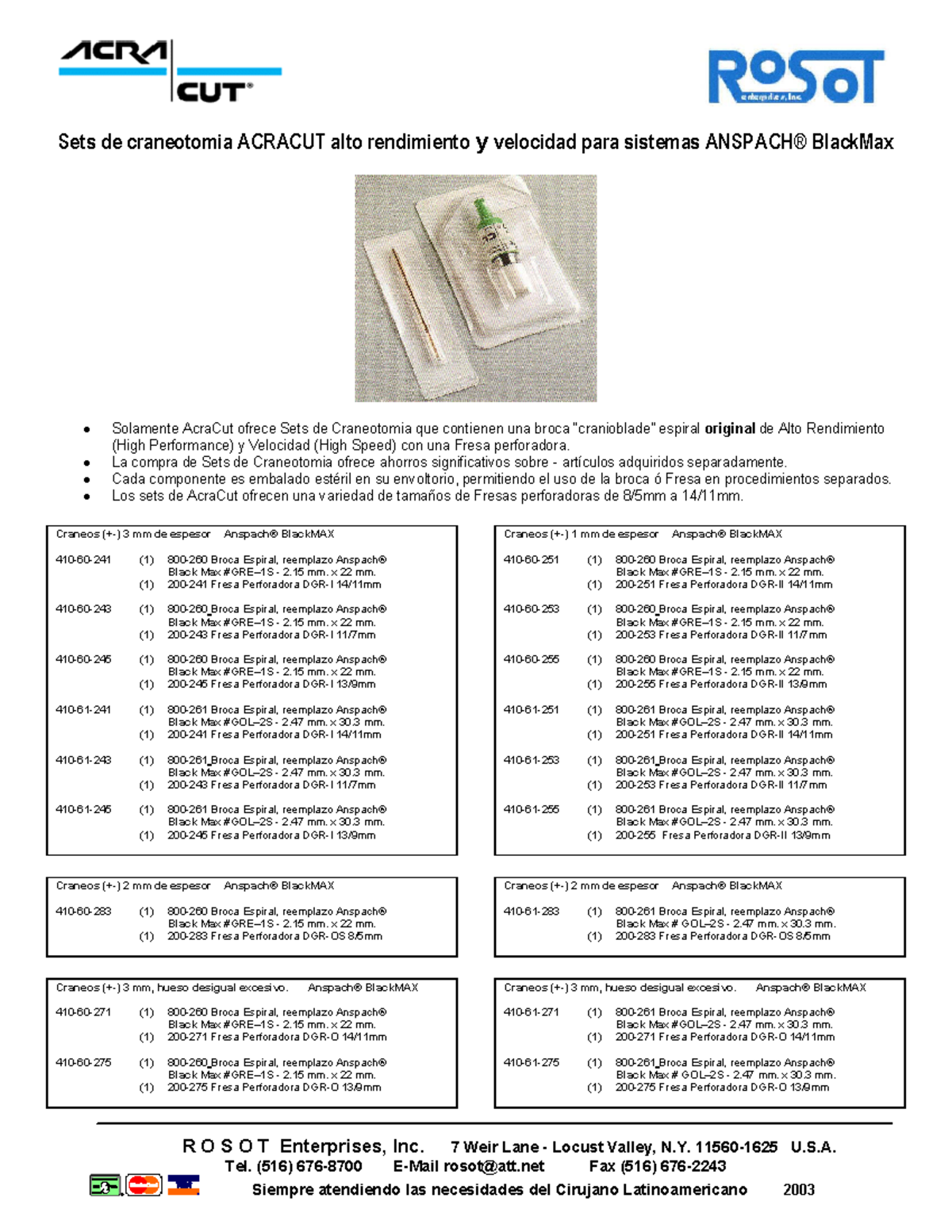 Acracut- Rosot Completo Sets de craneotomia Spanish - Sets de ...