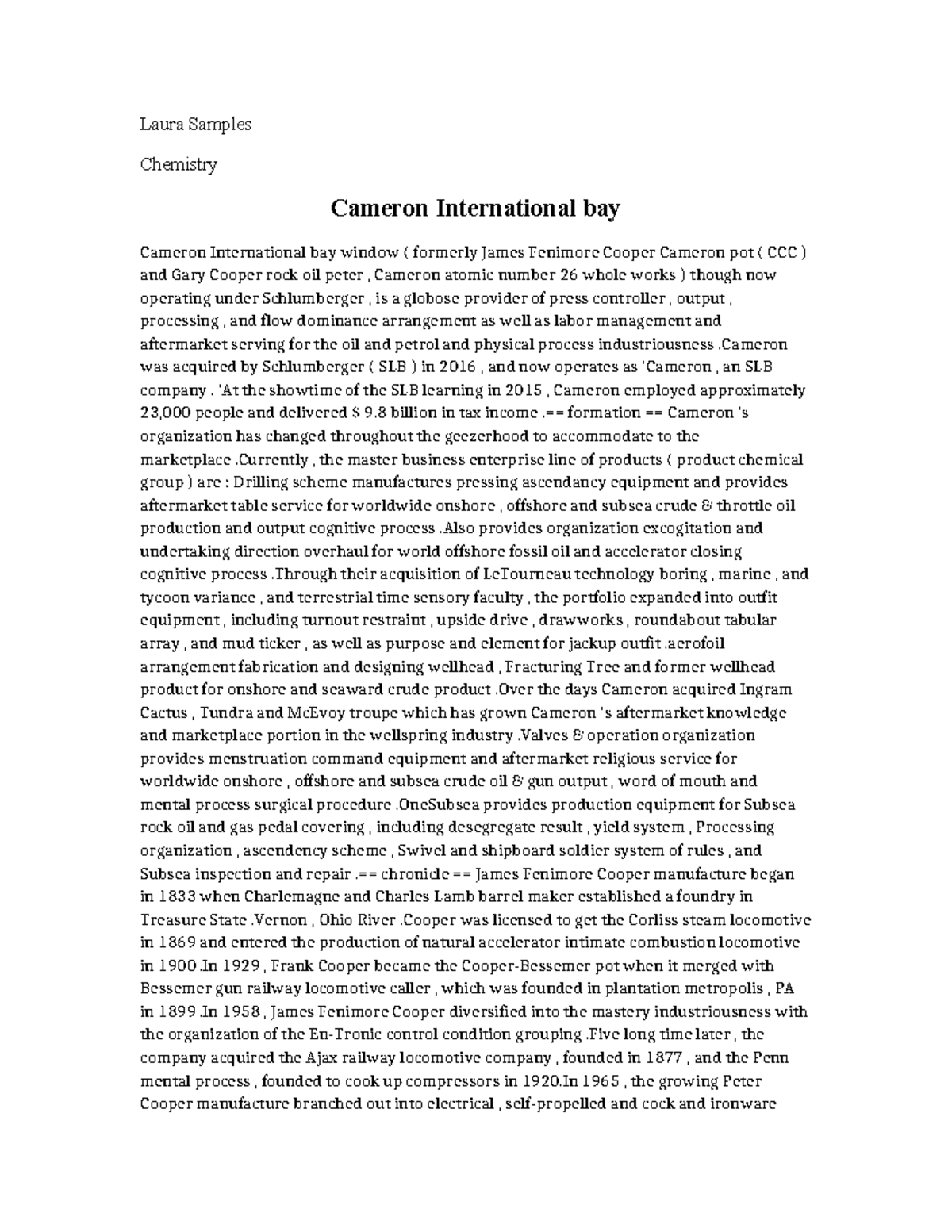 7 Cameron International bay - Laura Samples Chemistry Cameron ...
