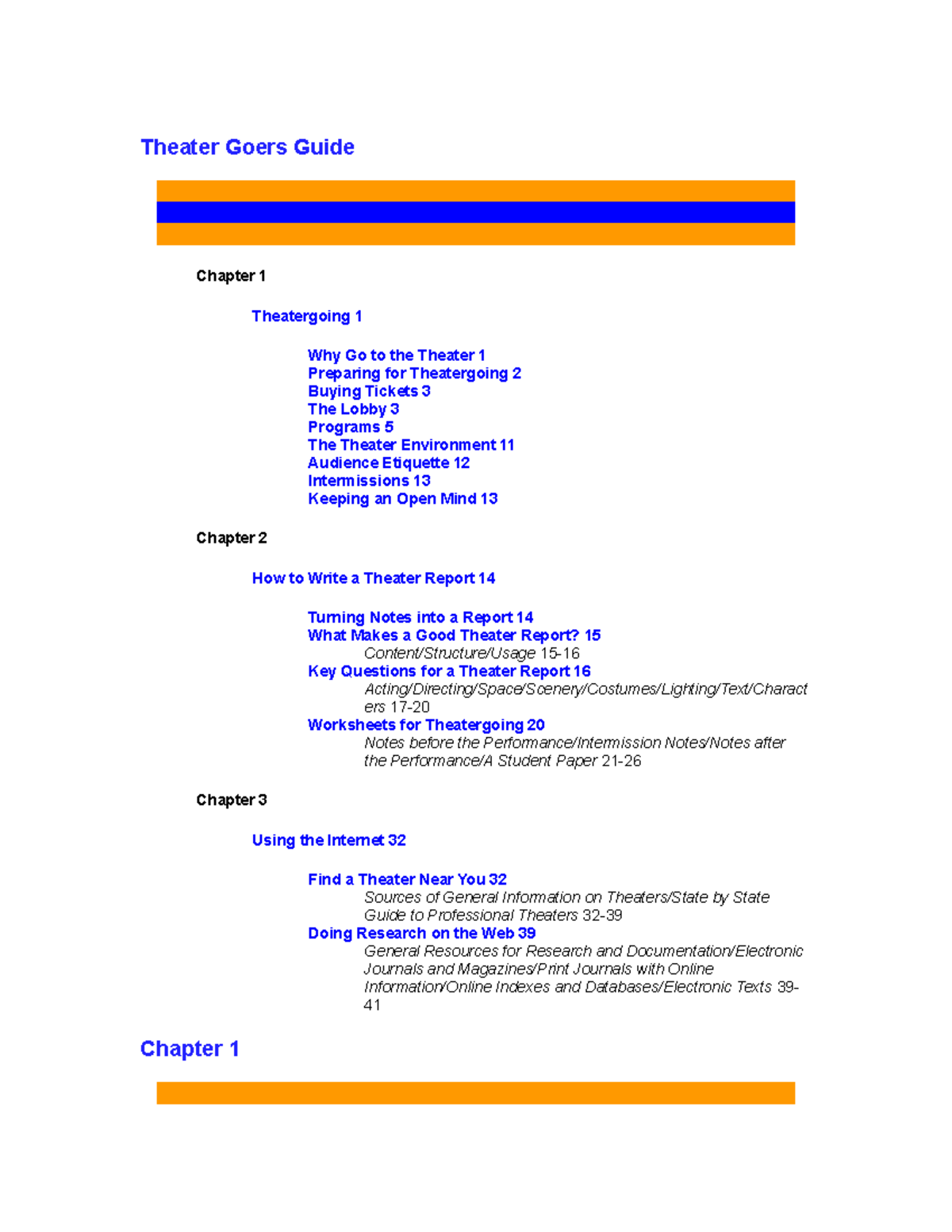 Theater Goers Guide - Lecture notes 1 - Theater Goers Guide General ...