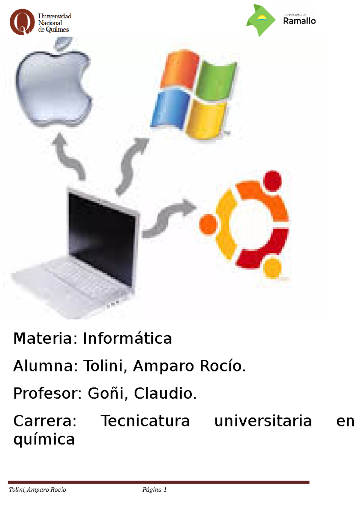 TP Word P2 titulo 3 - word - Tolini, Amparo Rocío. Página 1 Materia ...