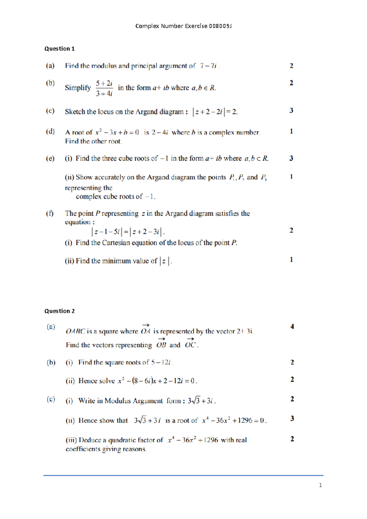Complex Number Exercise 008009 J - MATH1131 - Question 3: Let 𝑧 = cos 𝜃 ...