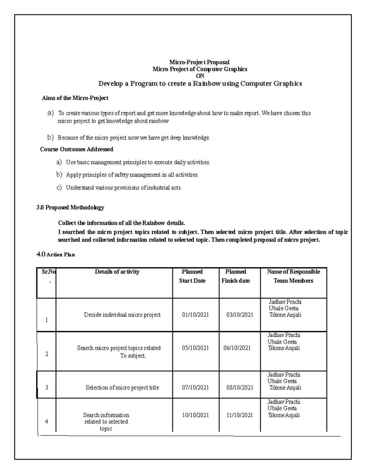 Cgr microproject rainbow - Micro-Project Proposal Micro Project of ...
