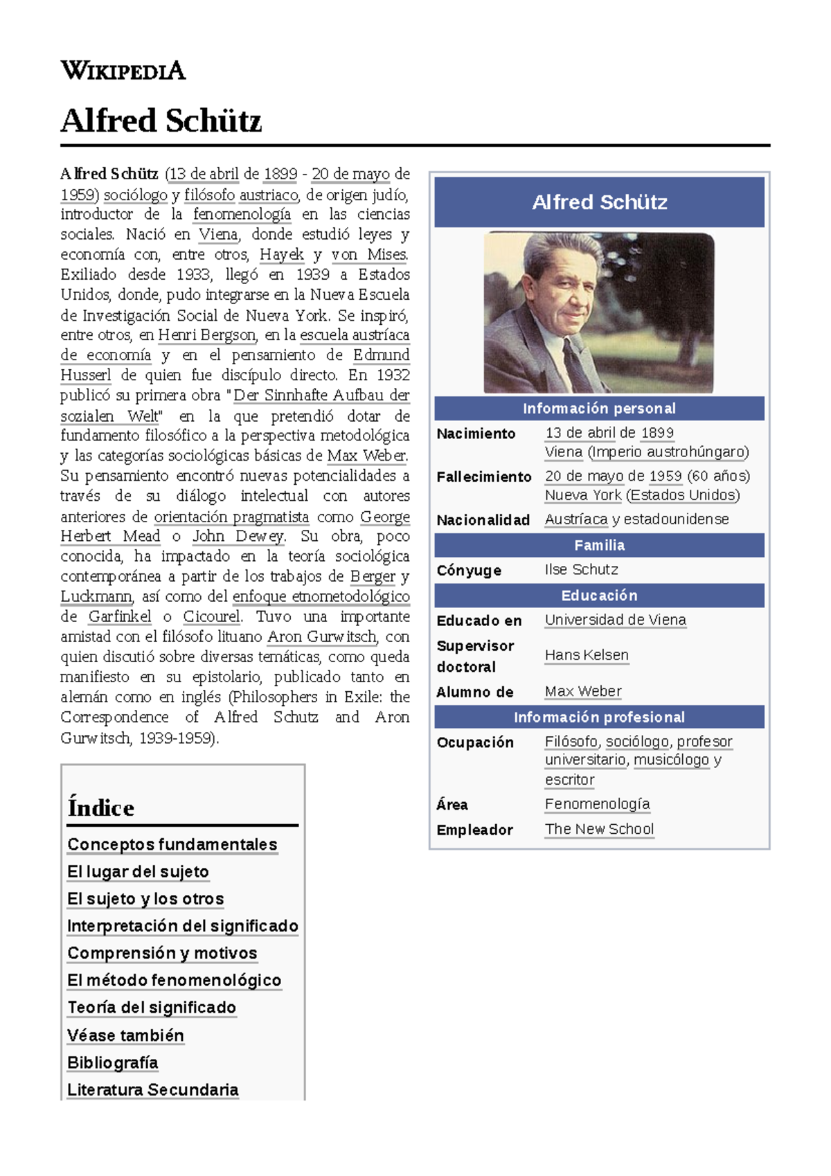 Alfred Schütz - Sociología - Alfred Schütz Información personal ...