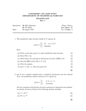 STA2030S - UCT - Theory of Statistics - Studocu