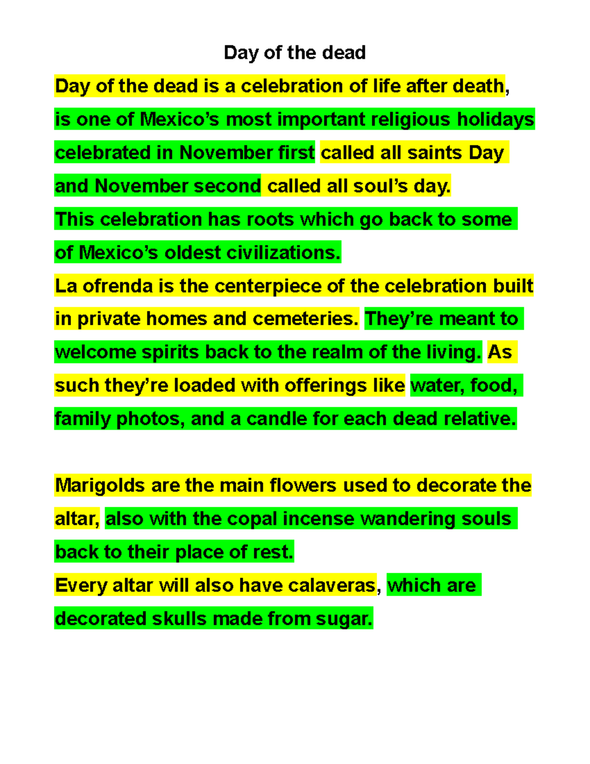 Estudio del trabajo cuestionarios y ejercicio inglés día de muertos ...