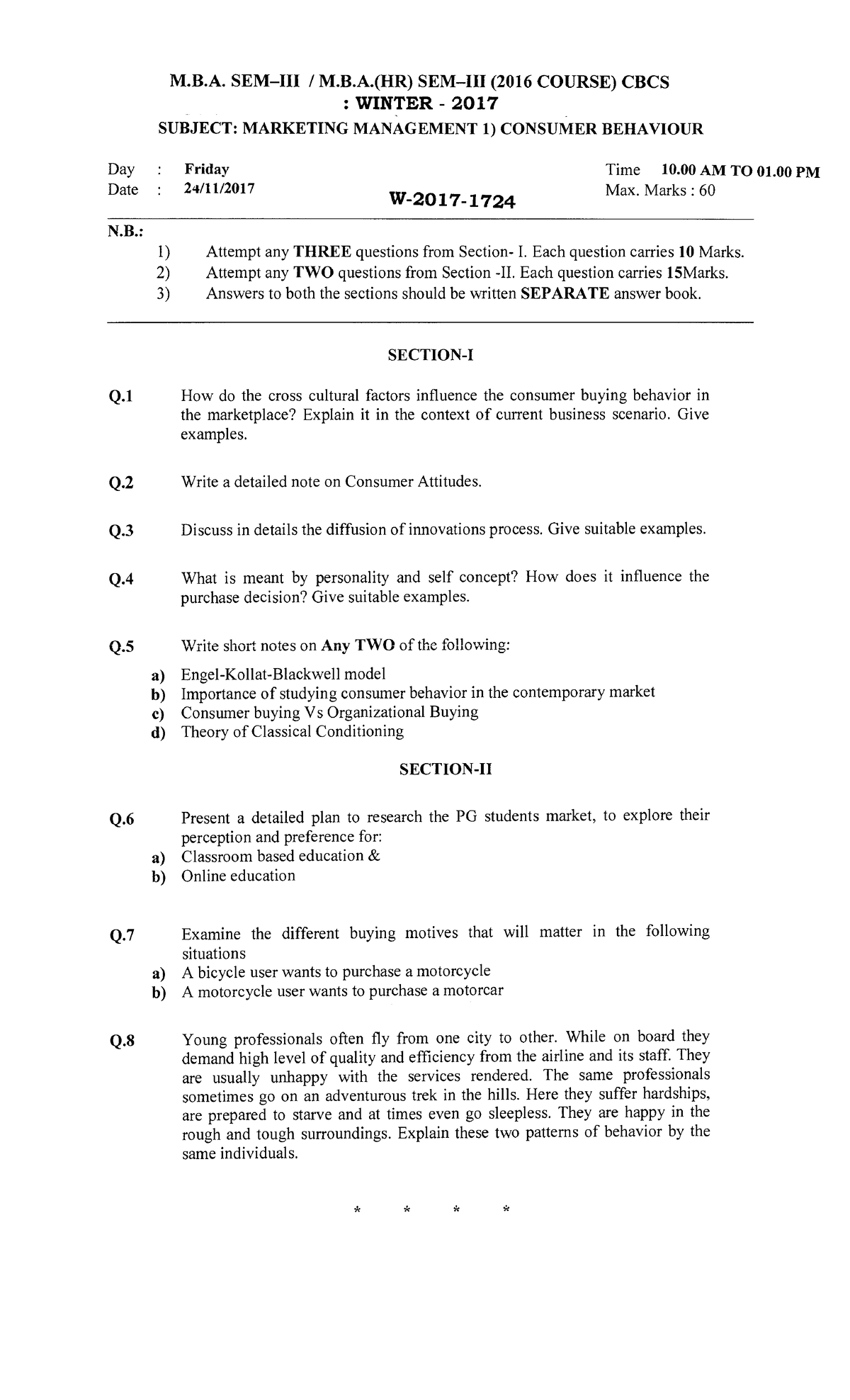 III-SEM-Marketing Management - I Consumer Behaviour (C) 1 - masters mba ...