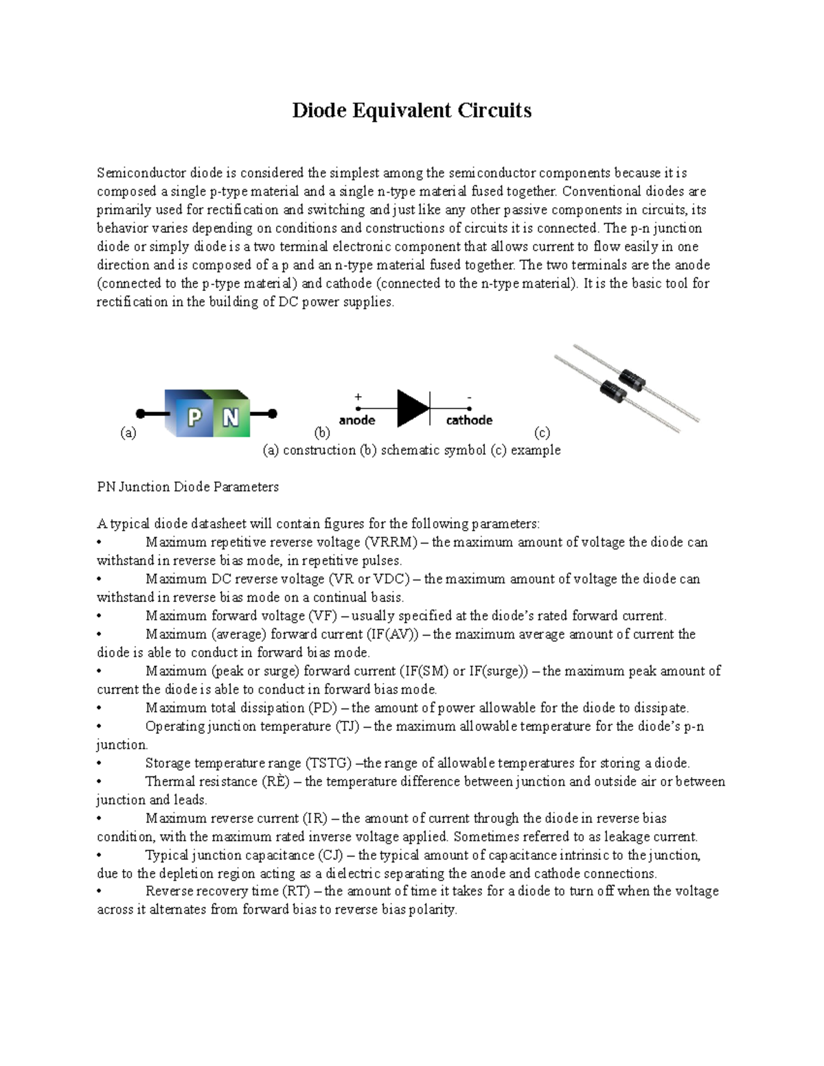Diode Equivalent Circuits - Diode Equivalent Circuits Semiconductor ...