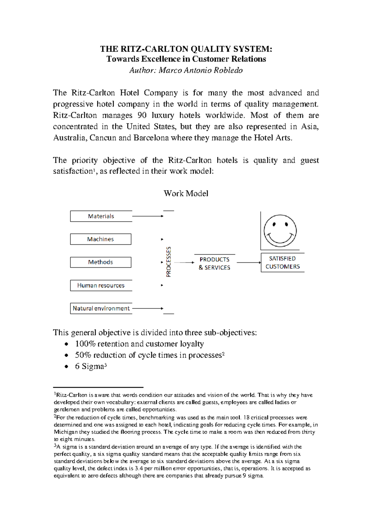Case - Ritz-Carlton - 2021 - THE RITZ-CARLTON QUALITY SYSTEM: Towards ...