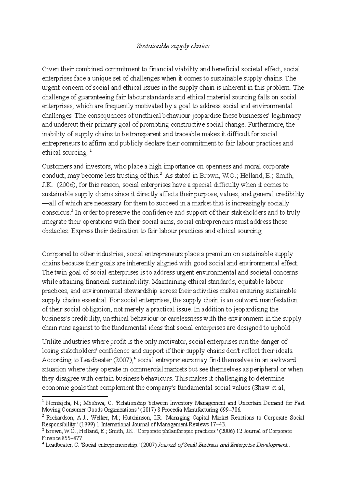 Sustainable supply chain - The urgent concern of social and ethical ...