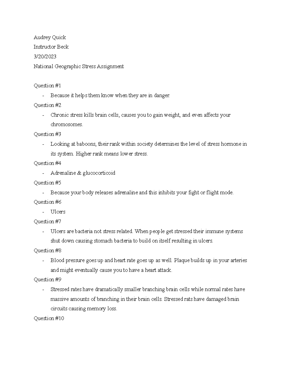 National Geographical Assignment - Audrey Quick Instructor Beck 3/20 ...