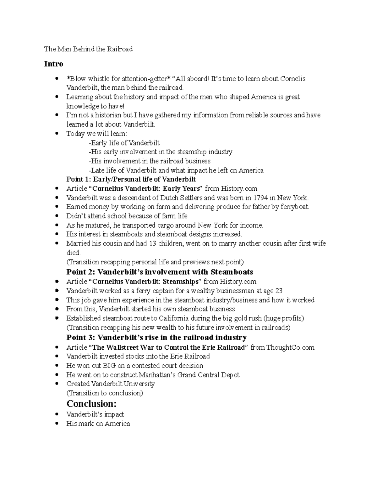 Informative speaking notes - The Man Behind the Railroad Intro Blow ...