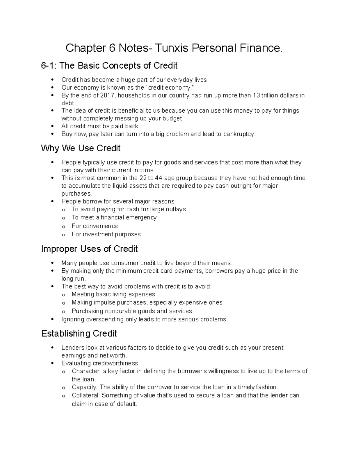 Chapter 6 notes- TPF - Chapter 6 Notes- Tunxis Personal Finance. 6-1 ...