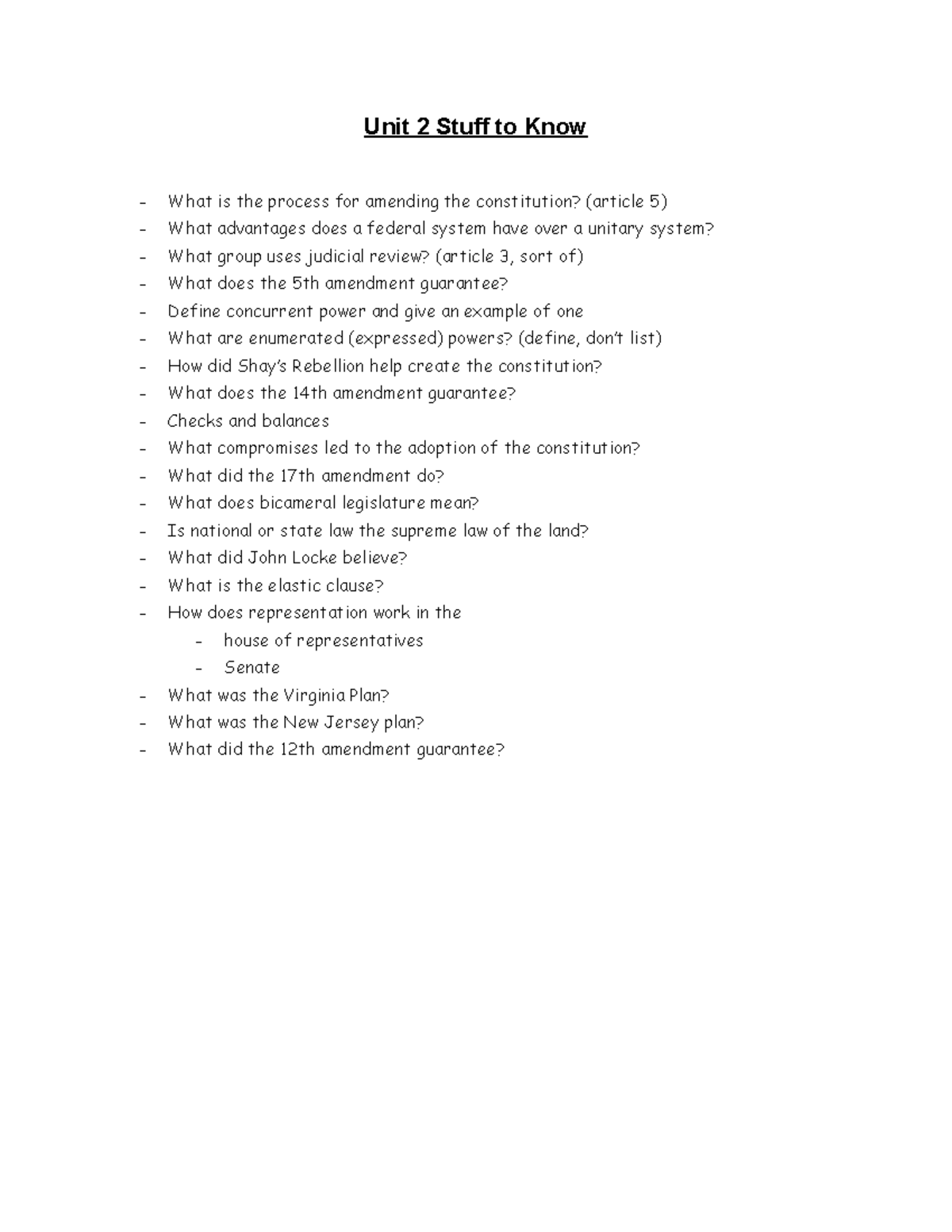 Unit 2 Notes and STK - Unit 2 Stuff to Know What is the process for ...