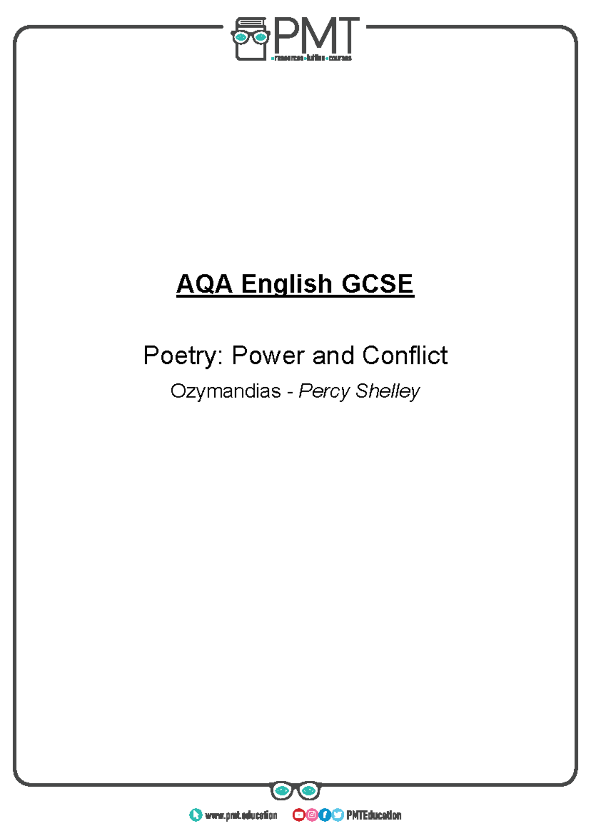 Ozymandias-Percy-Shelley - AQA English GCSE Poetry: Power and Conflict ...