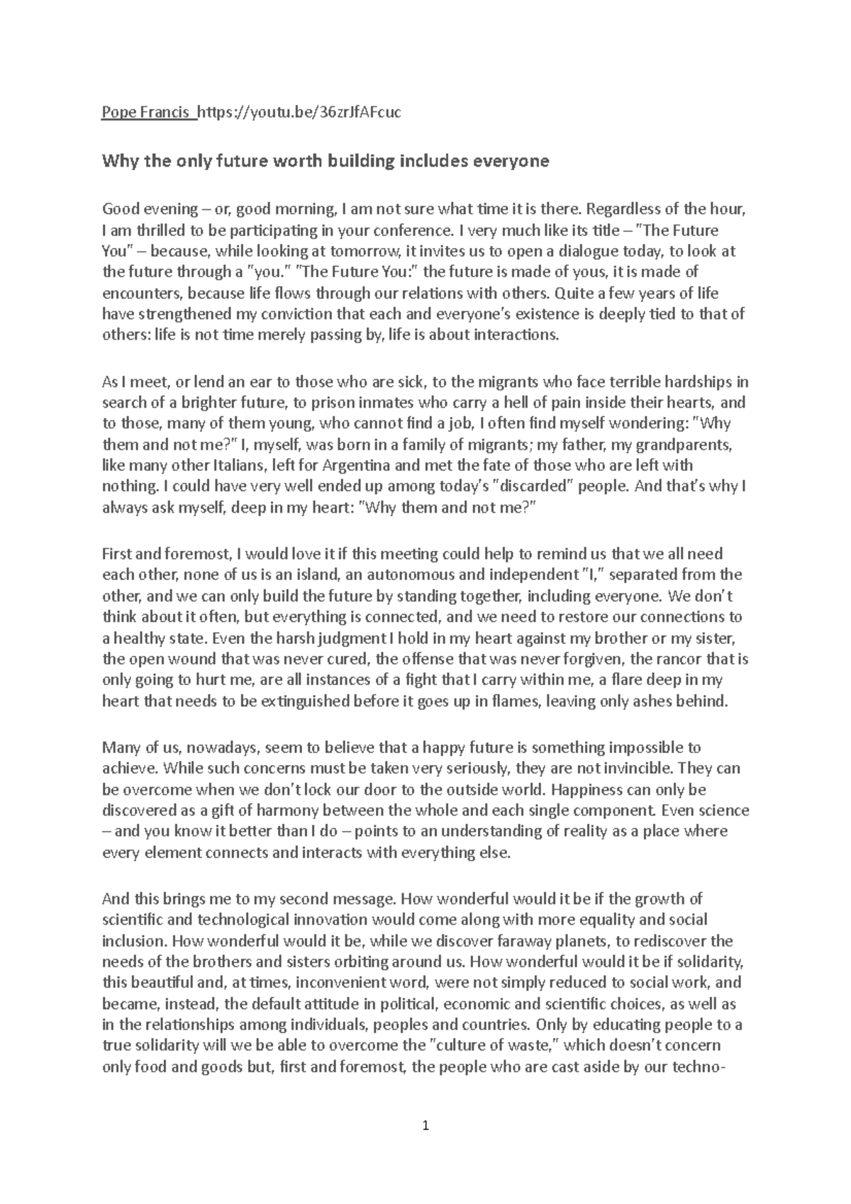 Pope francis - 22-23 - Pope Francis youtu/36zrJfAFcuc Why the only ...