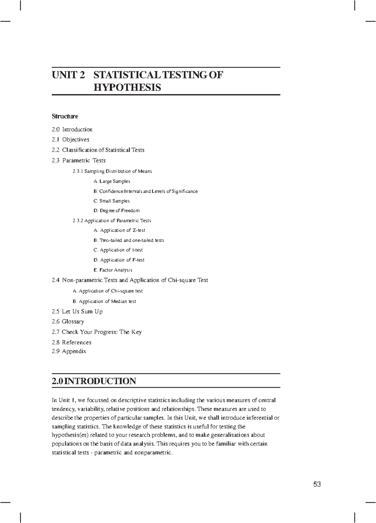 Unit-2 - Summary - UNIT 2 STATISTICAL TESTING OF HYPOTHESIS Structure 2 ...