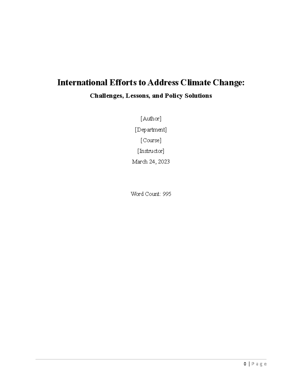 Climate Change Essay - International Efforts to Address Climate Change ...