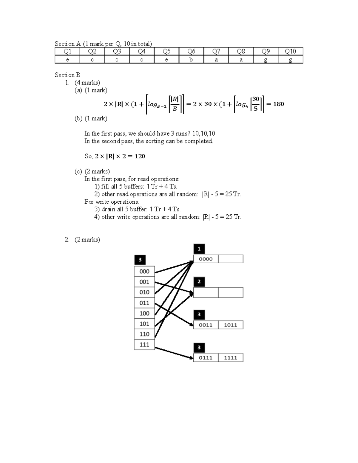 Midterm 2019 answer - Section A (1 mark per Q, 10 in total) Q1 Q2 Q3 Q4 Q5 Q6 Q7 Q8 Q9 Q e c c c ...