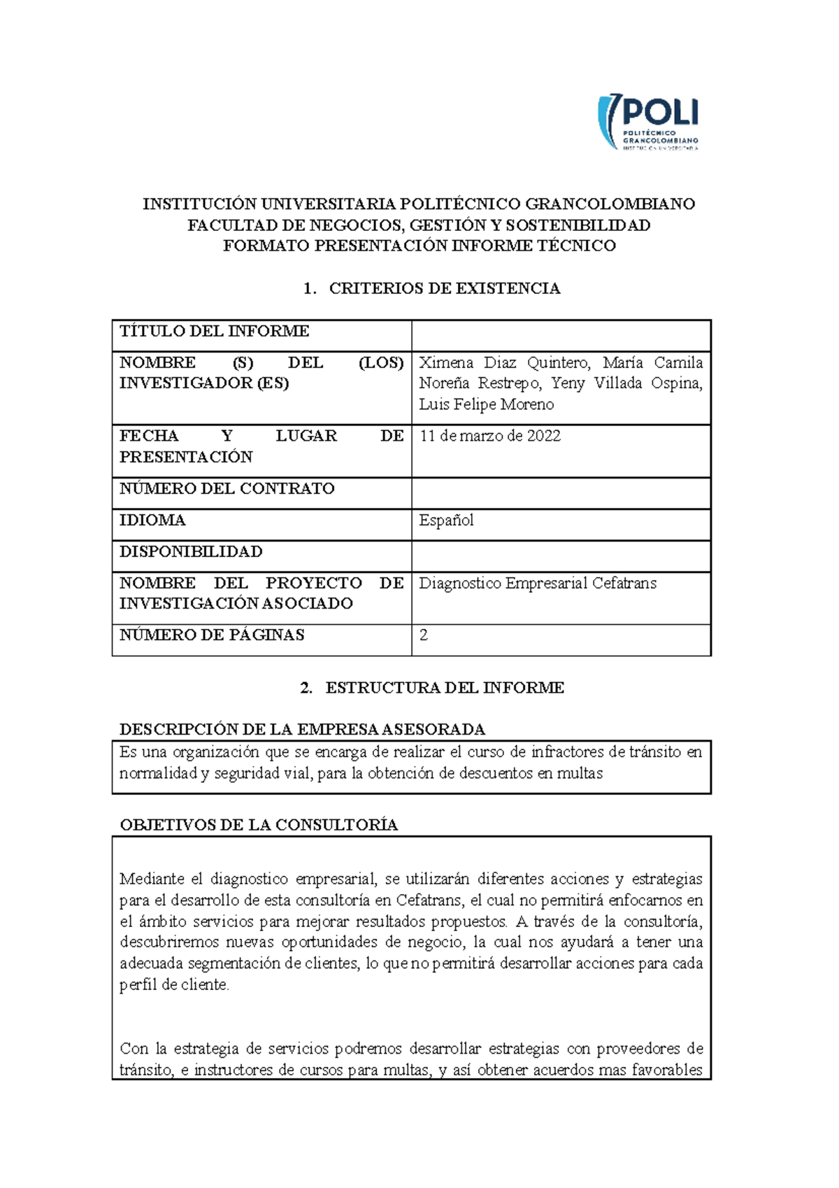 Formato informe técnico v1 - INSTITUCIÓN UNIVERSITARIA POLITÉCNICO ...