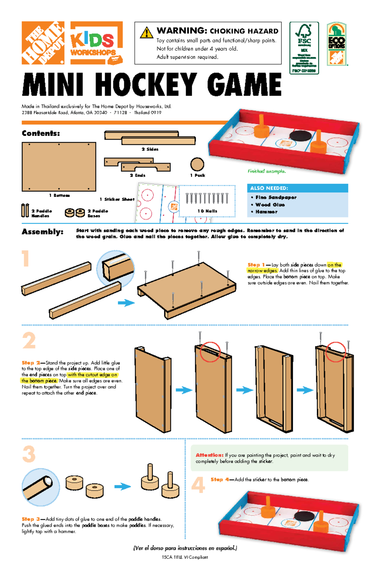 01-20-Mini Hockey Game - 2 Assembly: Start with sanding each wood piece ...