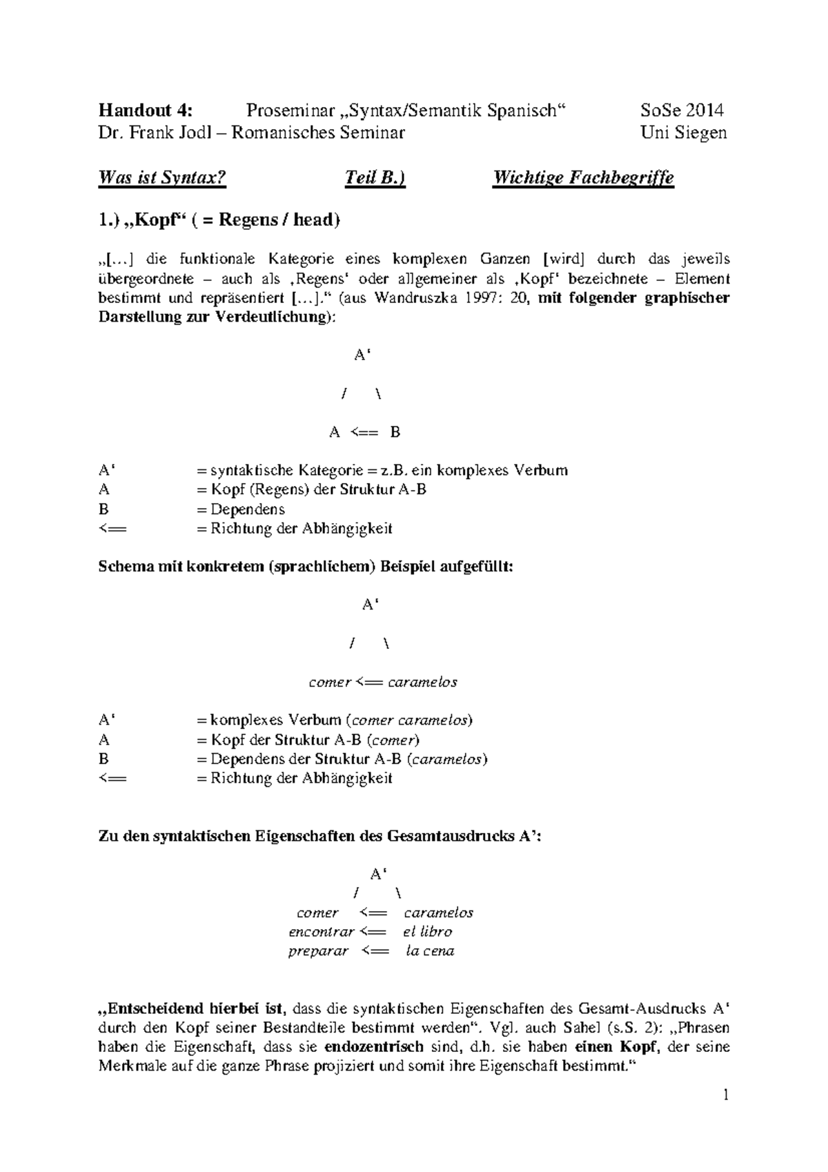Handout-4 Was ist Syntax-B So Se-2014 - Handout 4: Proseminar Dr. Frank ...